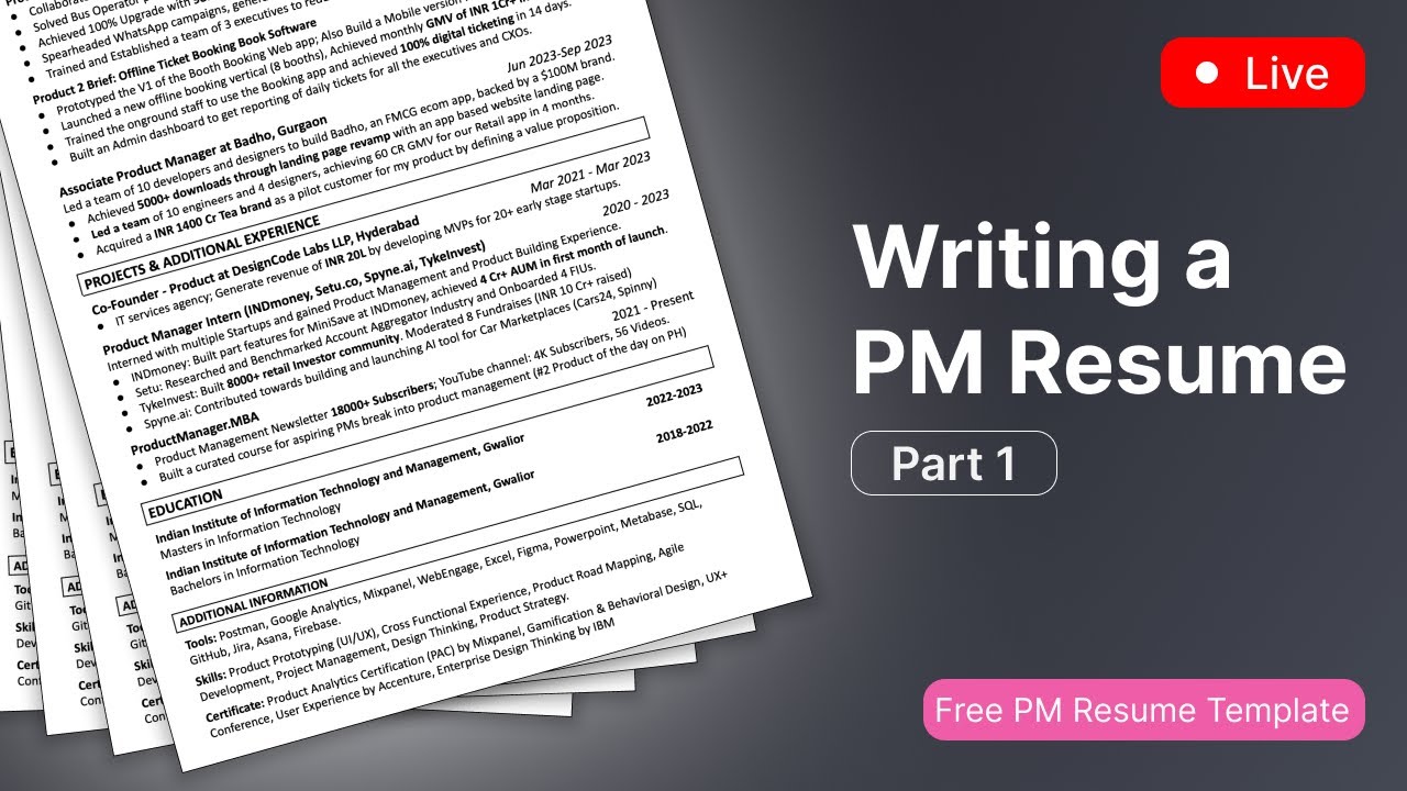 How to write killer PM Resume in 2024- Part 1 | Free Product Manager Resume Template - YouTube