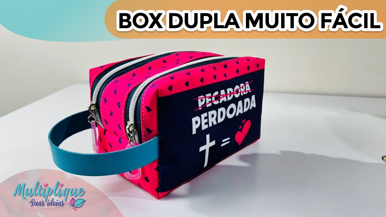Como fazer uma Necessaire Box Dupla MUITO FÁCIL - MOLDE GRATUITO - YouTube