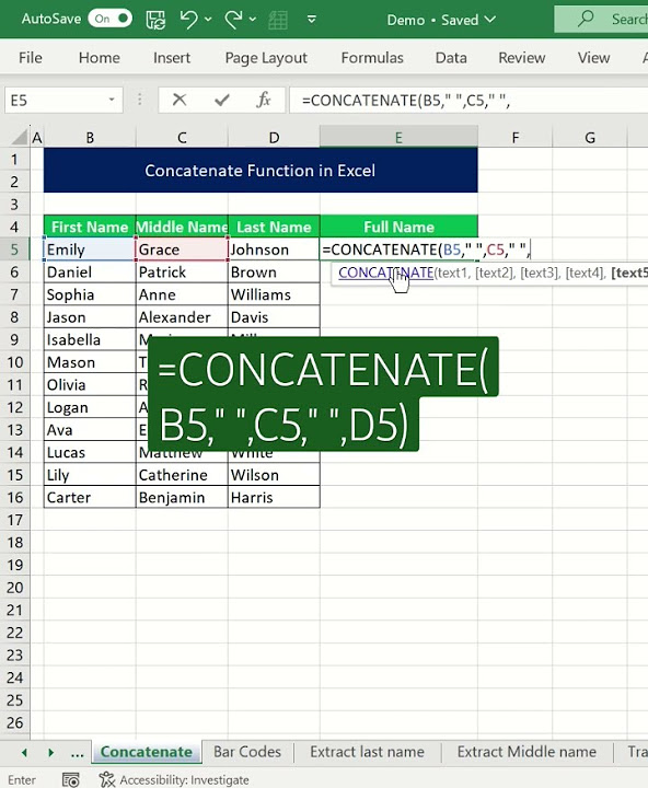 CONCATENATE function | #exceltutorials #youtubeshorts #shorts #ytshorts #excel | @kttrained ...