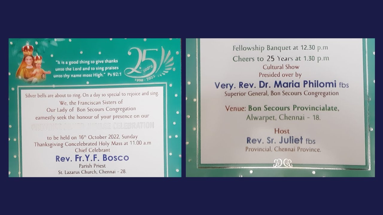 Province Silver Jubilee Celebration | 16th October 2022 | Bon Secours ...