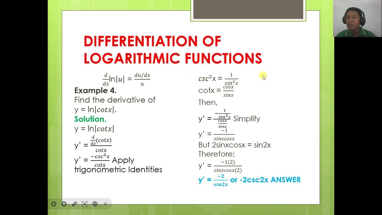 Differentiation of Logarithmic Functions - YouTube