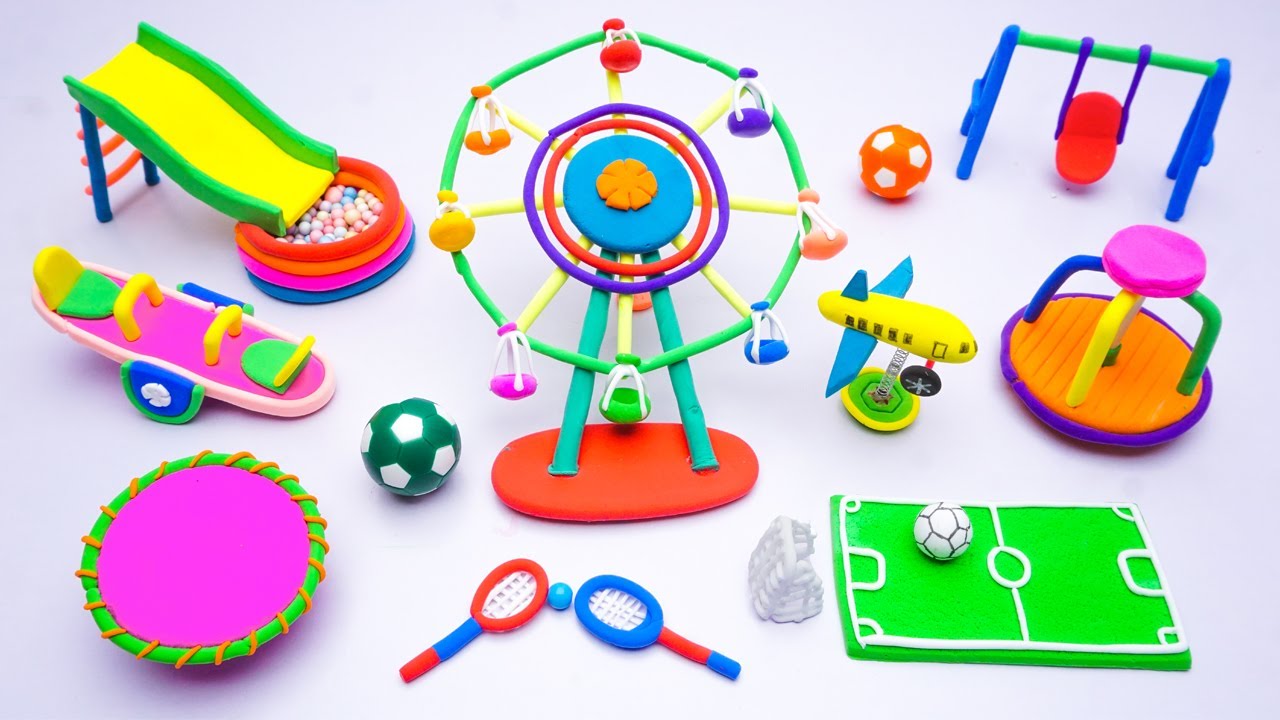DIY How to make miniature polymer clay playground set with swing ...