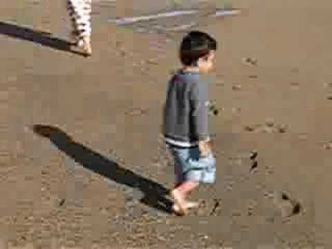 Sasha at a beach in Barcelona