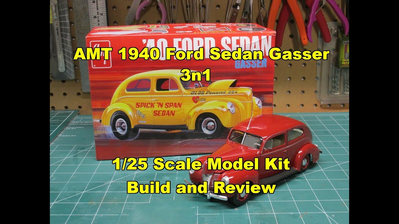 AMT 1940 Ford Sedan Gasser 3n1 1/25 Scale Model Kit Review Build ...
