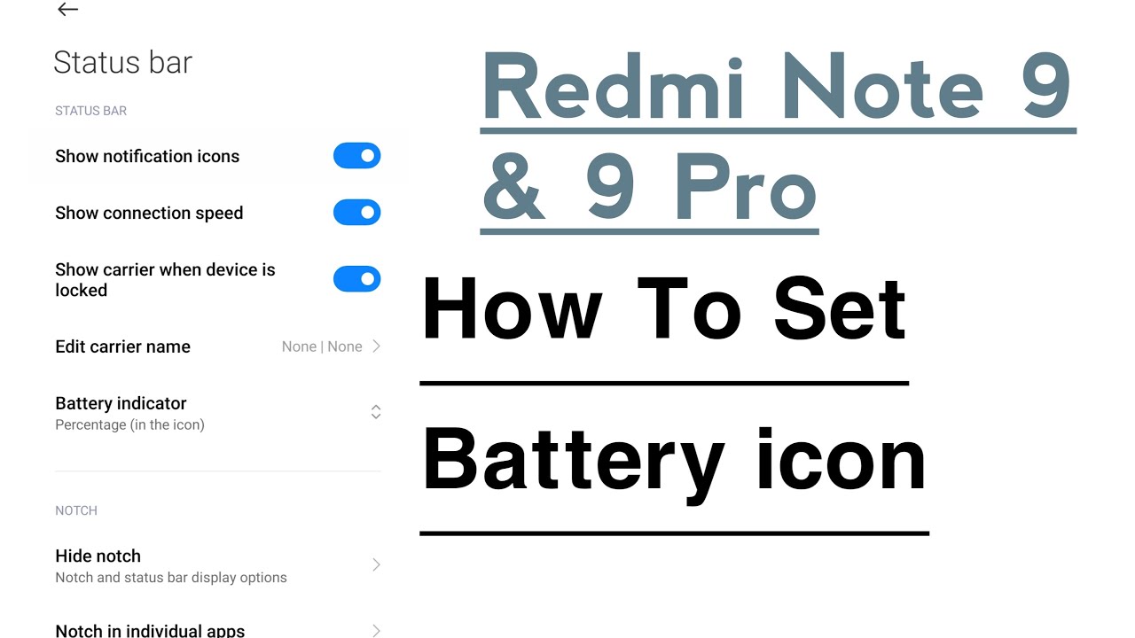 Redmi Note 9, 9 Pro How To Set Battery icon | Redmi Note 9, 9 Pro Me ...