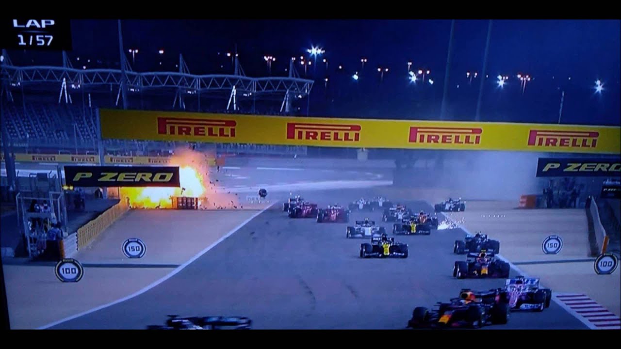 GROSJEAN F1 BAHRAIN EXPLOSION - YouTube