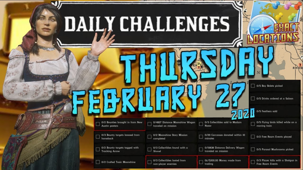 Daily Challenges Madam Nazar Bay Bolete Parasol Mushroom Locations RDR2 ...