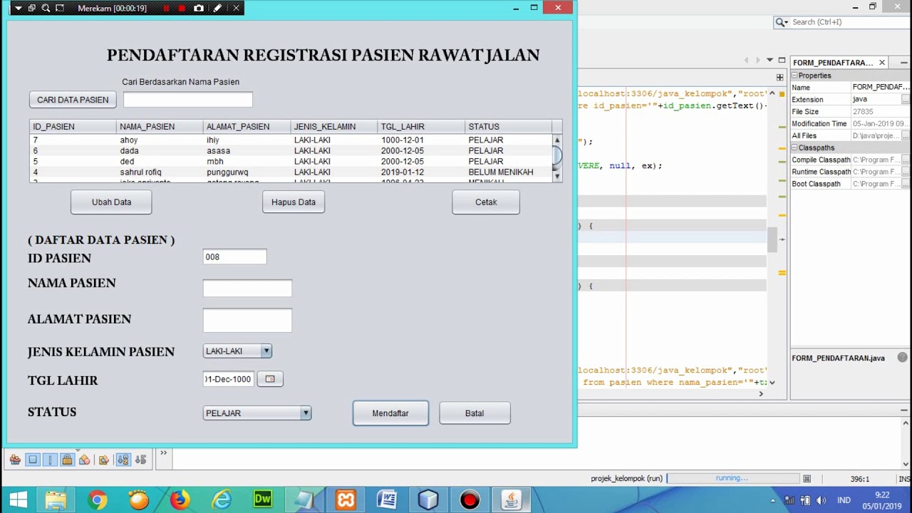 cara membuat tampilan data pasien - YouTube