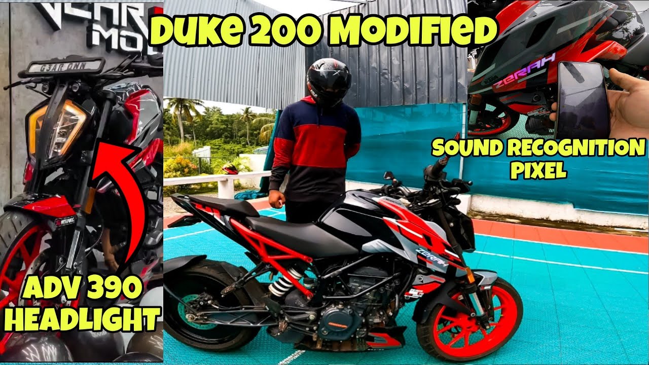 DUKE 200 Modified with Adv390 Headlight || പാട്ട് ഇട്ടാൽ ലൈറ്റ് കത്തും😃 ...
