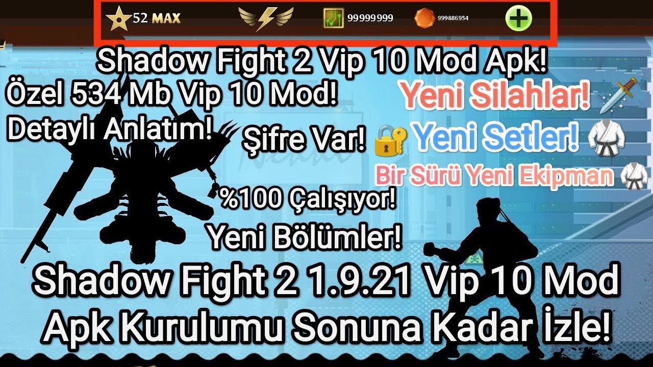Shadow Fight 2 1.9.21 Vip 10 Mod Apk Kurulumu %100 Çalışıyor! - YouTube