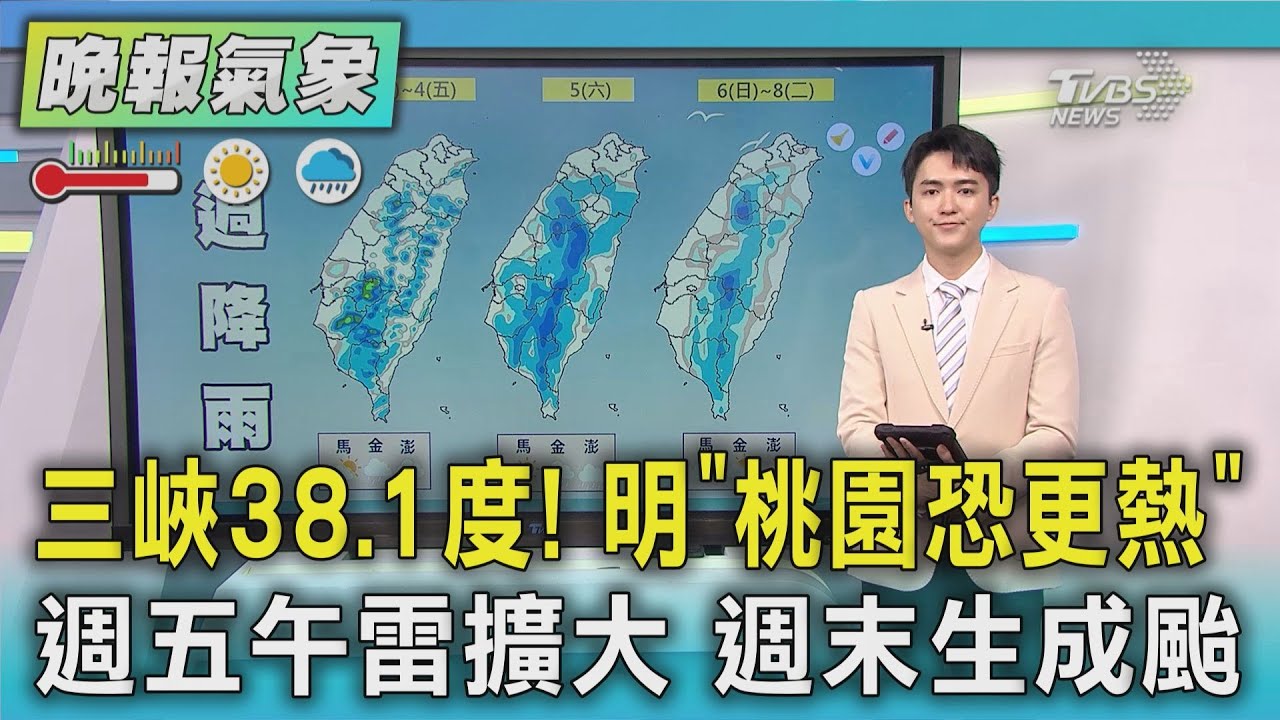 三峽38.1度! 明「桃園恐更熱」 週五午雷擴大 週末生成颱｜TVBS新聞 @TVBSNEWS01│TVBS新聞網