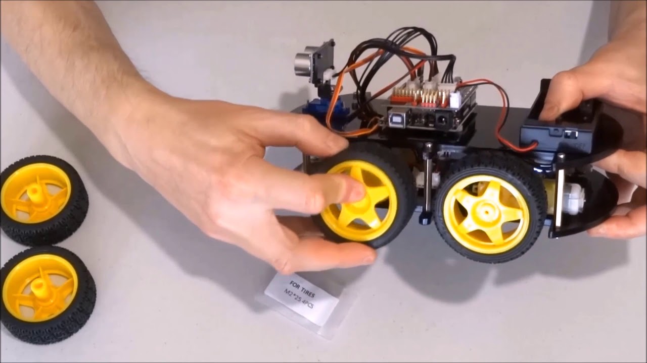 Assemble Elegoo Arduino Robot Kit 30 Step 9 Install The Wheels Youtube