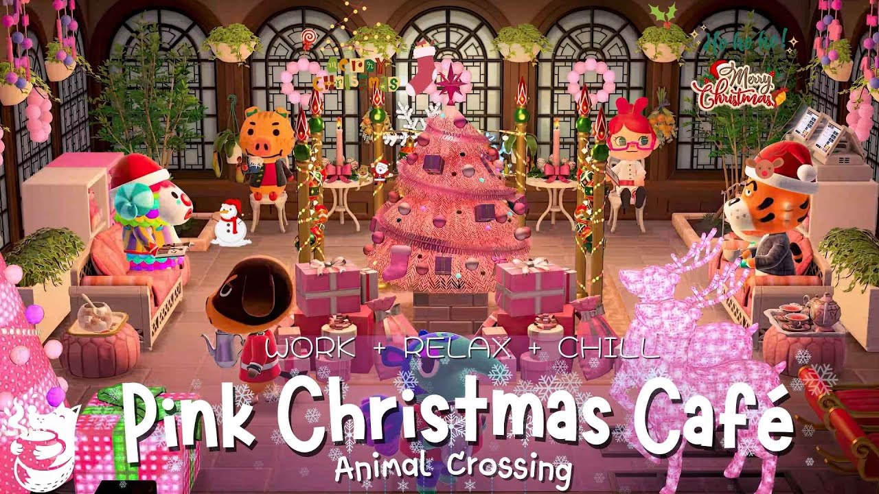 Cozy Pink Christmas Café 🎄💖 Festive Animal Crossing Ambience with ...