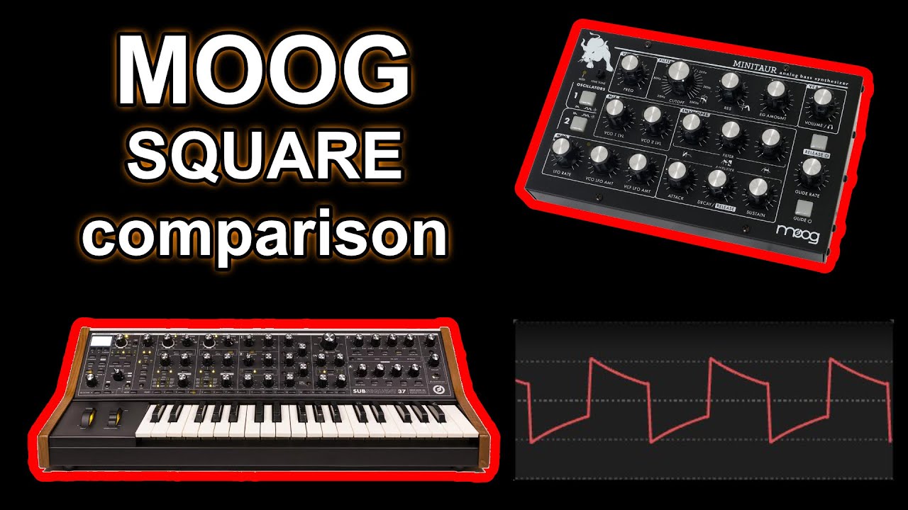Moog Subsequent 37 vs Minitaur // raw square wave comparison - YouTube