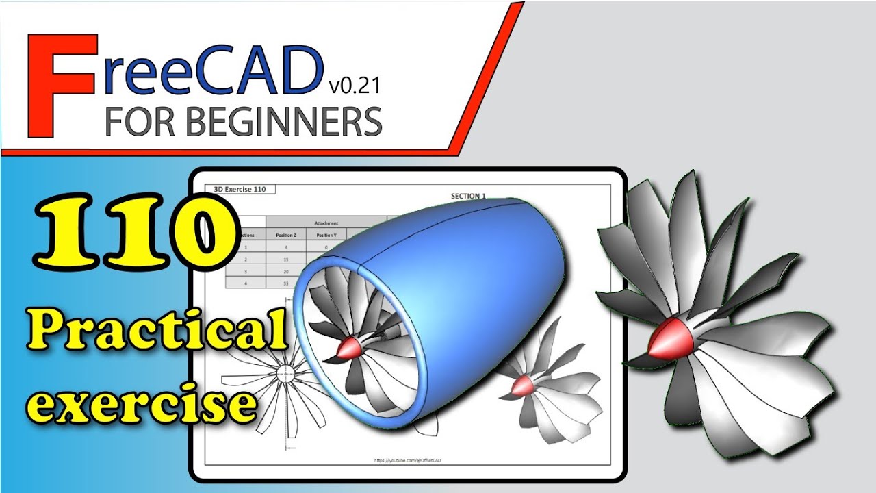 FreeCAD 0.20-0.21 Beginners tutorial: practical exercise 110 (Revolution and loft tool) - YouTube