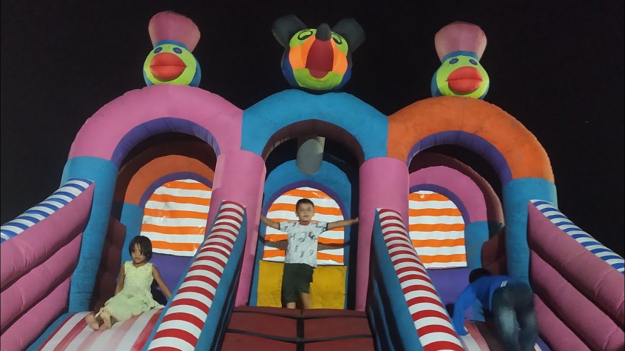 Mickey Mouse trampoline slide jumping - YouTube