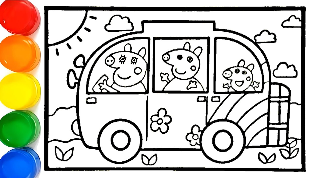 Peppa Pig Drawing, Painting and Coloring Pages for Kids, Toddlers | How ...