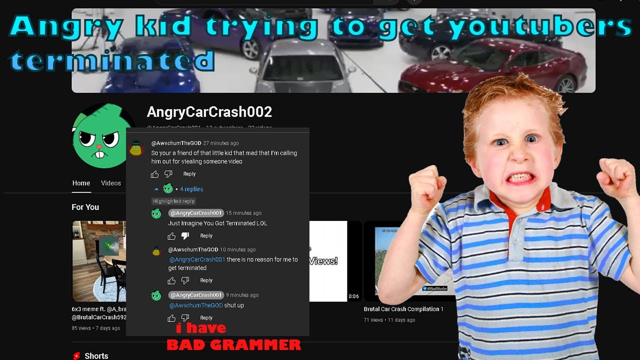 Angry kid is mad because people are calling him out for stealing videos ...
