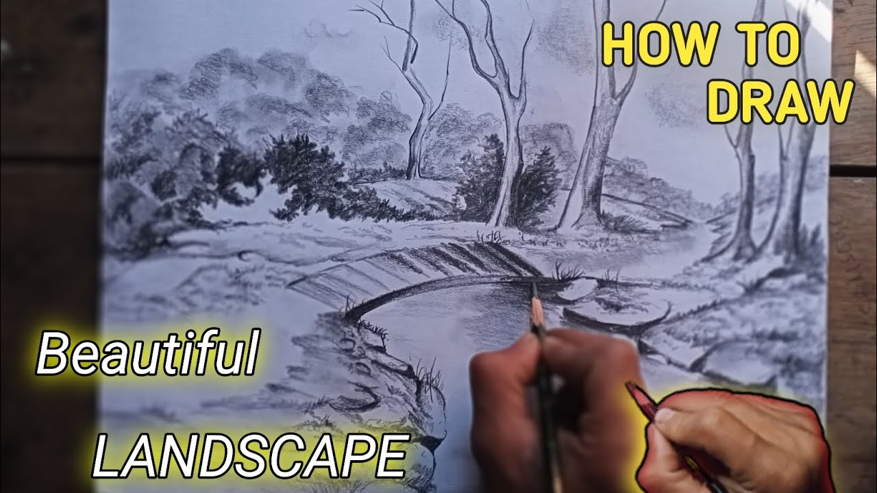 How to draw a beautiful natural Landscape (Learn step - step very easy ...