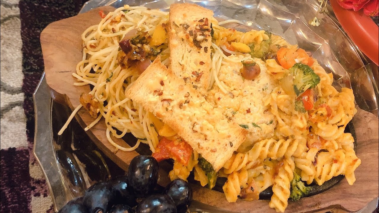 Italian Sizzler Veg |5 in one Pasta Spaghetti rice garlic bread # ...