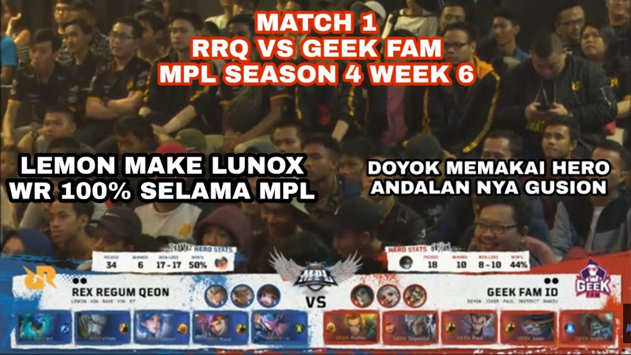 RRQ VS GEEK FAM. LUNOX LEMON TAK TERKALAHKAN. DOYOK MAKE GUSION. MPL ...