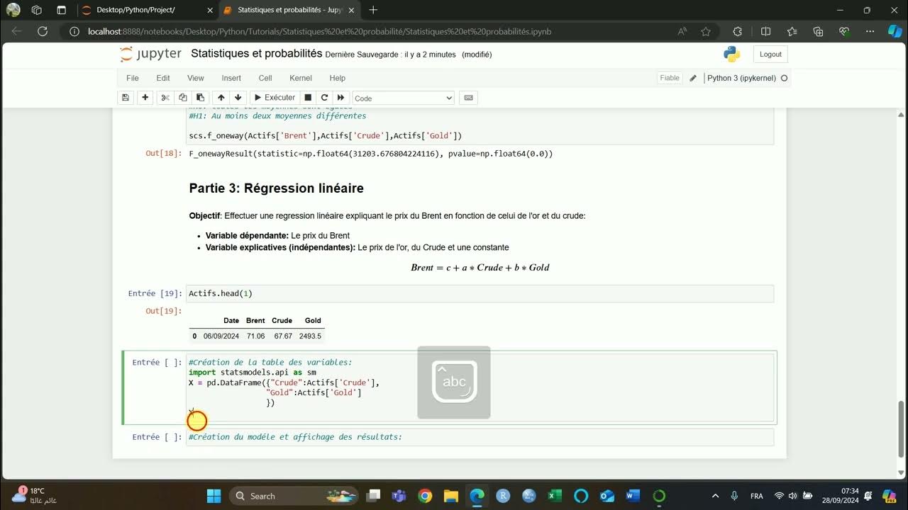 Statistiques et probabilités sur Python - Regression linéaire - YouTube