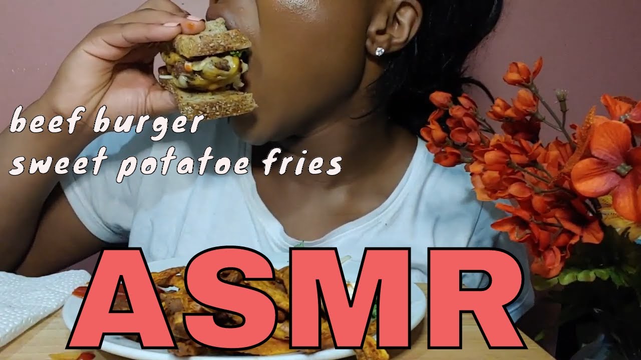 ASMR ULTIMATE HEALTHY BEEF BURGER ASMR MUKBANG | WHISPERING & EATING ...