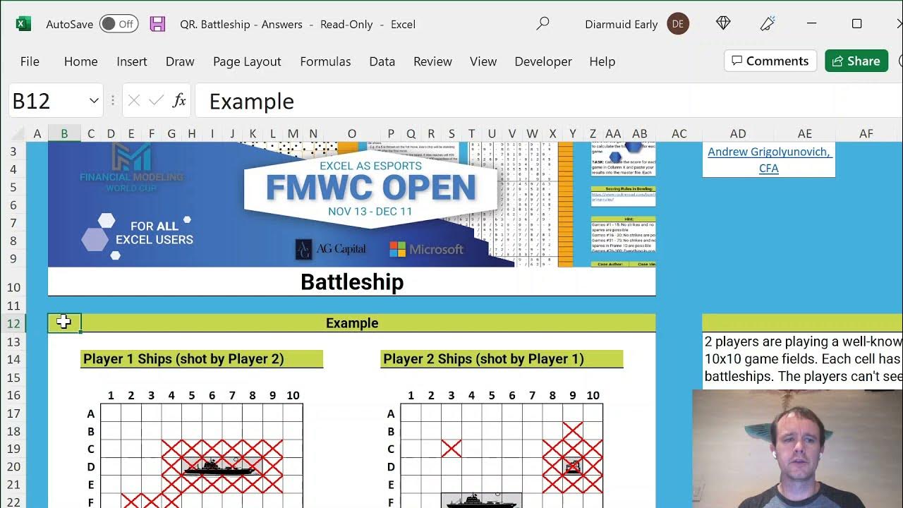Battleship in Excel - FMWC Open qualifier round challenge - YouTube