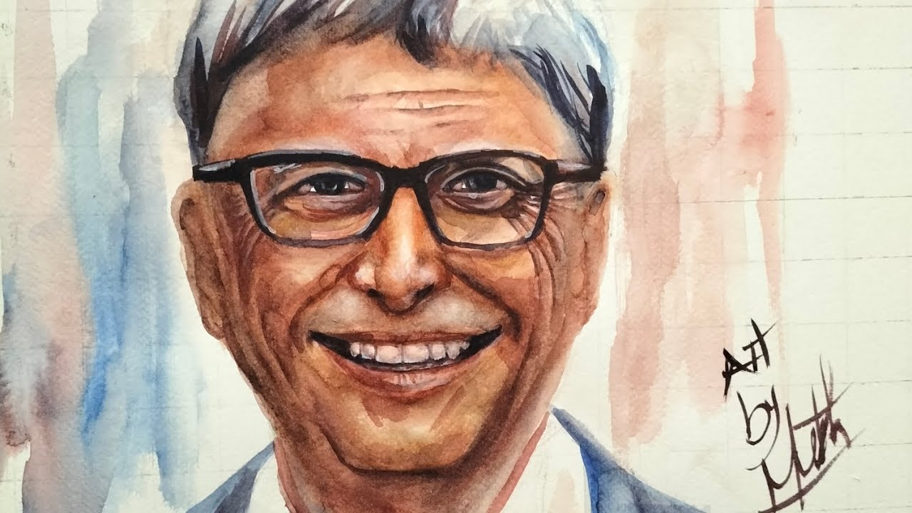 easy water color painting practice portrait #world richest man # ...