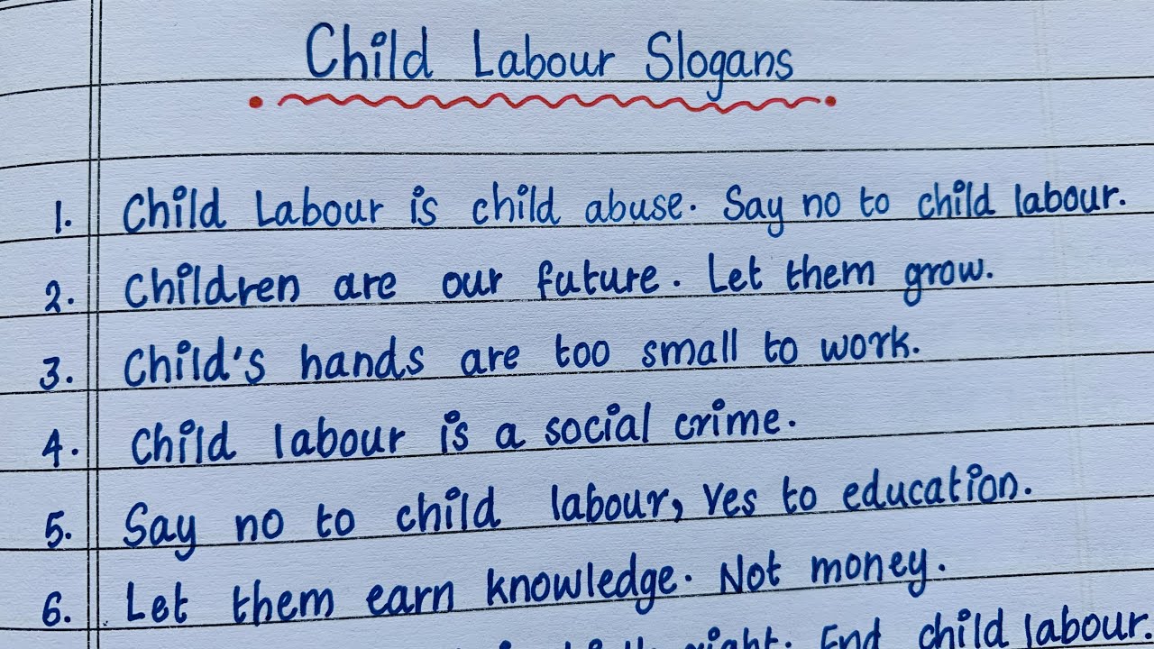 Stop Child Labor Slogans