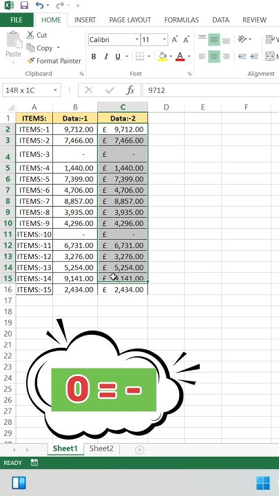 Convert 0 to Dash (-) in Excel | Display Dash Instead of Zero#excel - YouTube