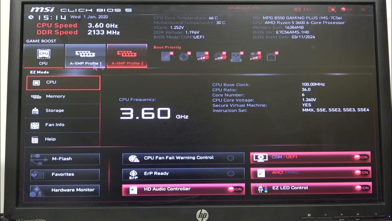 How to Enable/Disable XMP on MSI MPG B550 Gaming Plus AM4? - YouTube