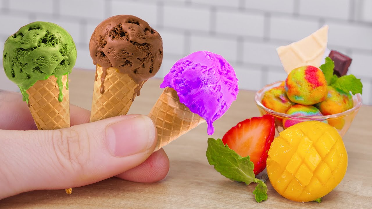 🍧COOLEST Tiny Rainbow Tropical Fruit Ice Cream : Perfect Miniature ...