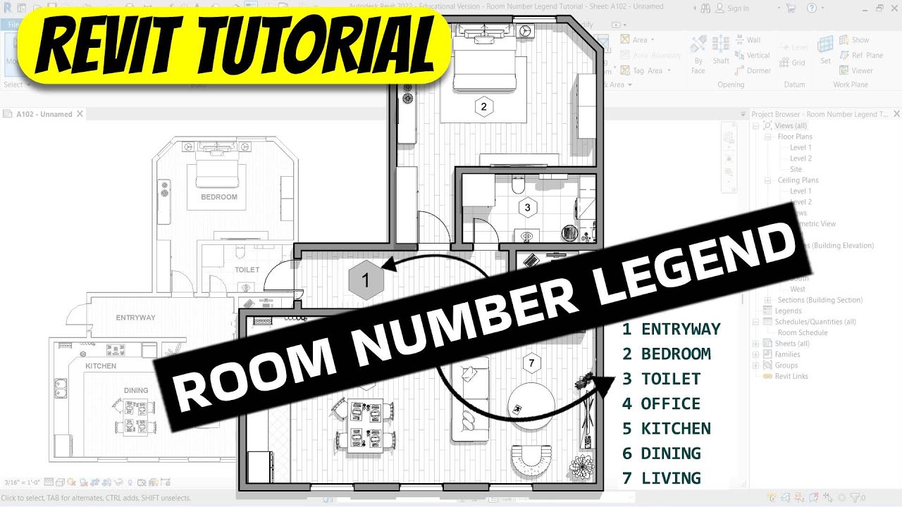 Revit Floor Plan Presentation Tips | Room Number Legend - YouTube