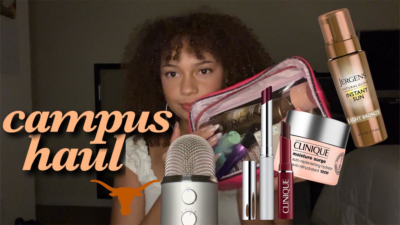 ASMR haul of free things ive collected at UT🤘(makeup, clothing, beauty ...