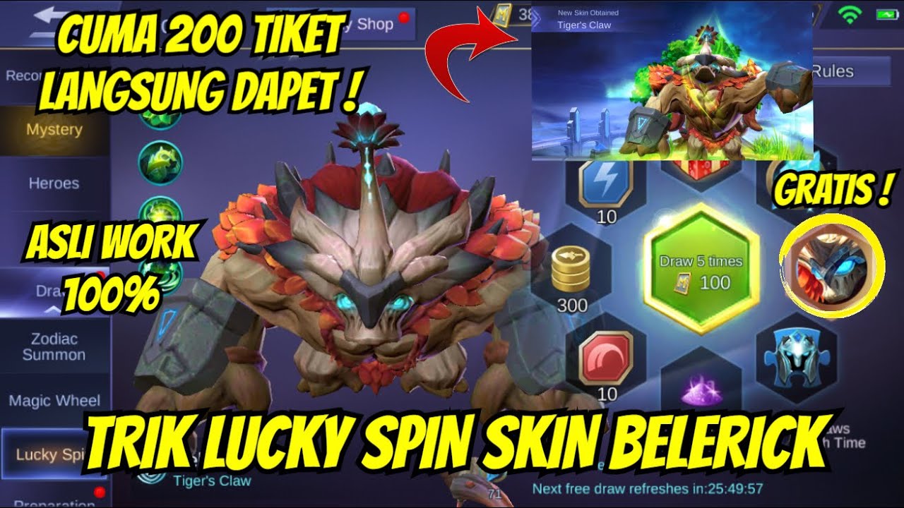 TRIK LUCKY SPIN SKIN BELLERICK MOBILE LEGENDS ! - YouTube
