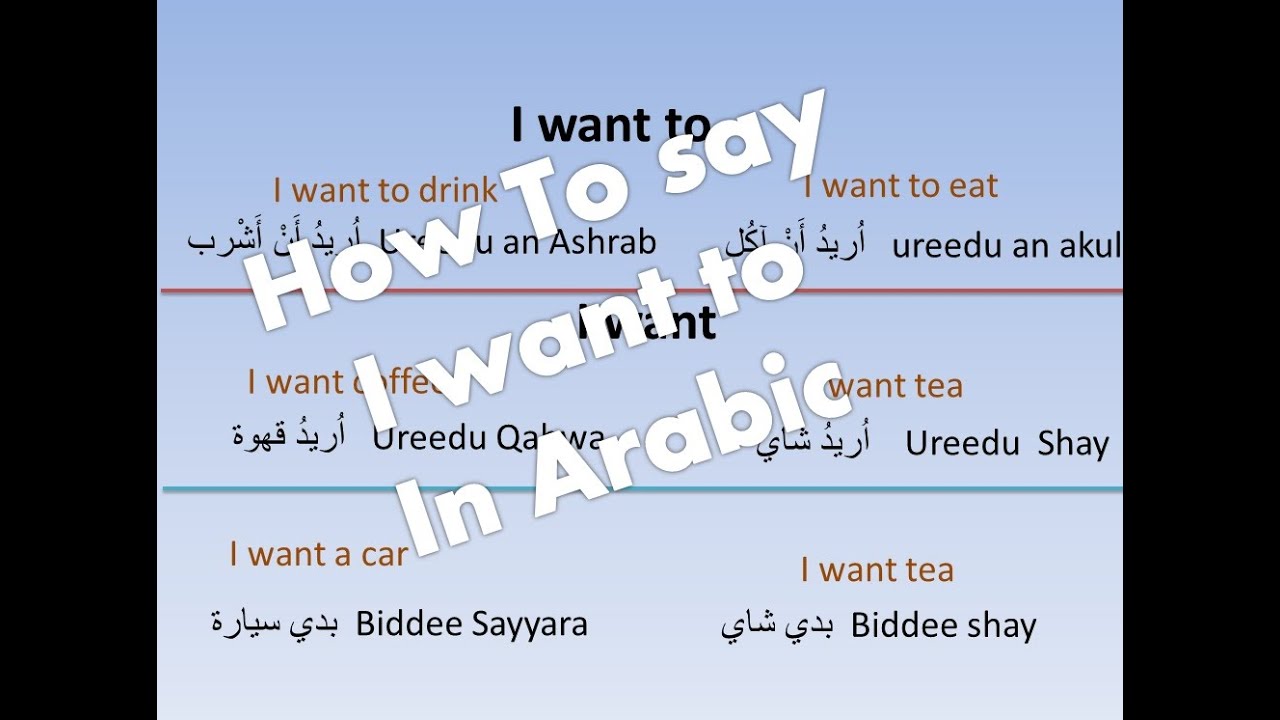 Learning Arabic -Arabic phrases and sentences: I want to drink- I want ...