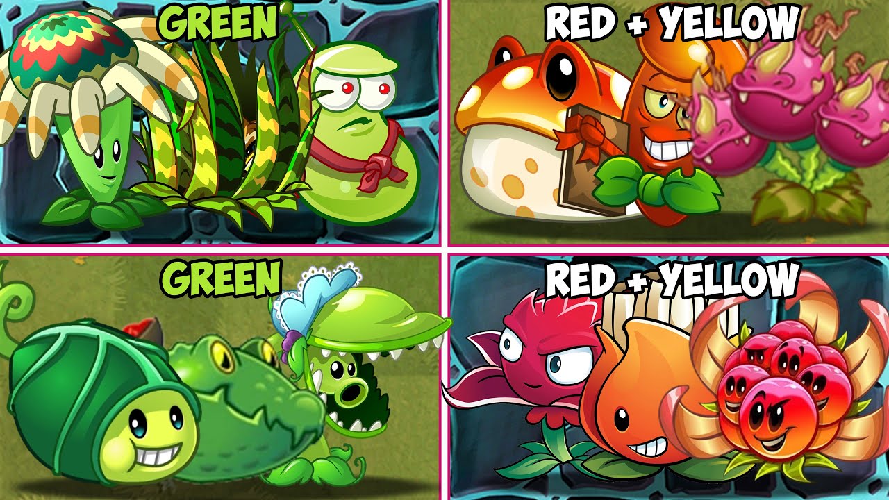 PvZ 2 Plant Teams - Random Red + Yellow Plant Team Vs Purple Plant Team ...