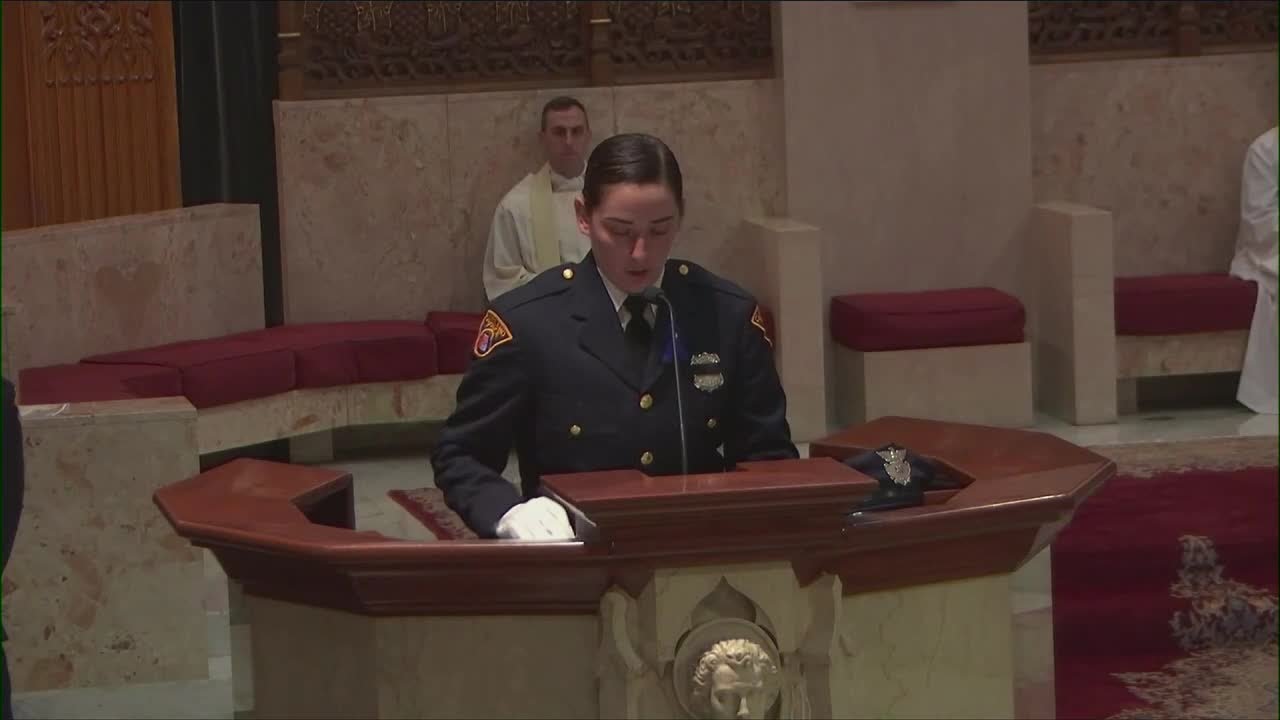 Officer Ritter's partner remembers him during memorial service - YouTube