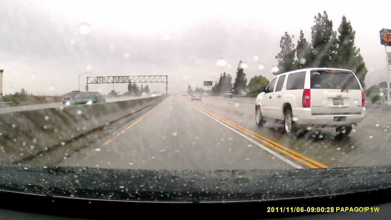 Dash Cam Driving In Los Angeles Suburb In Rain - PAPAGO!P1W - YouTube