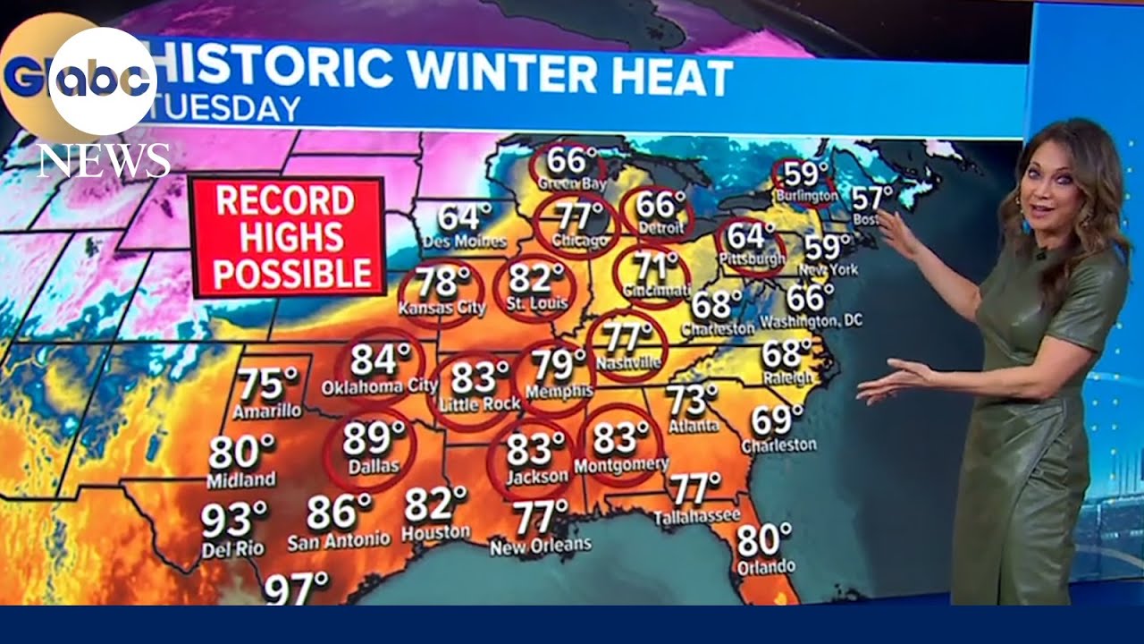 Historic winter heat spreading across much of the country - YouTube