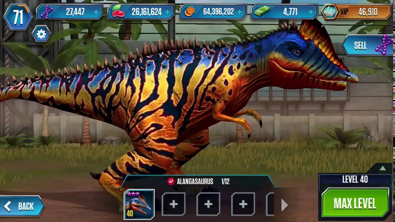 ALANGASAURUS MAX LEVEL 40 NEW HYBRID Jurassic World The Game - YouTube