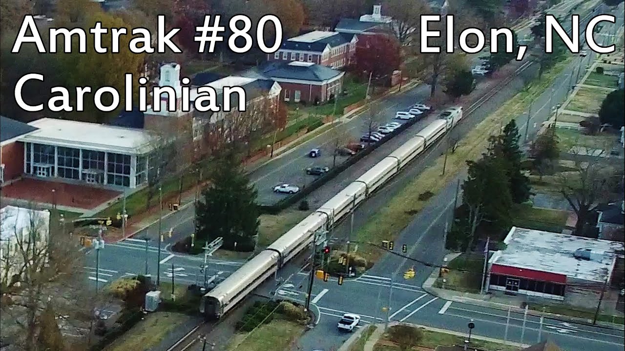 Aerial Tracking of Amtrak #80 Carolinian through Elon, NC - YouTube