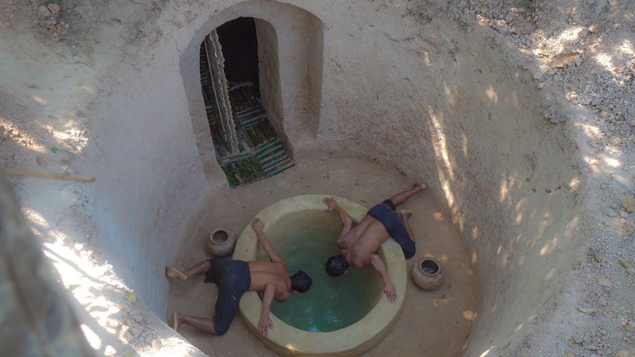 Build The Most Dugout Underground And Bamboo Swimming Pools Inside Part ...