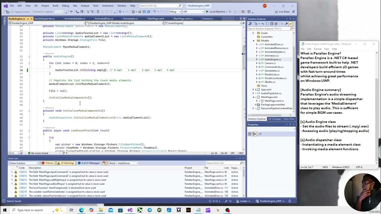 Let's code a SIMPLE AUDIO ENGINE - UWP [Parallax Engine UWP | RPG] P2 (Using C# and Visual ...