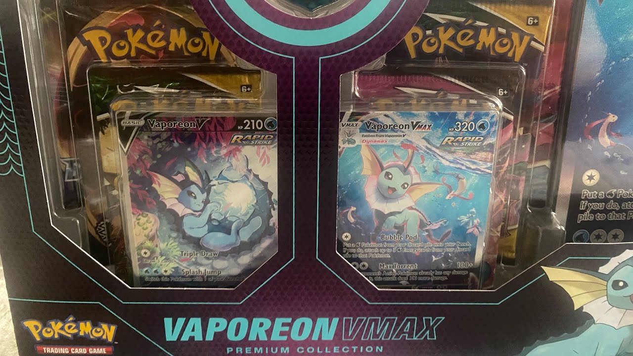 Unboxing Pokémon Vaporeon Vmax premium collection box! What can we pull ...