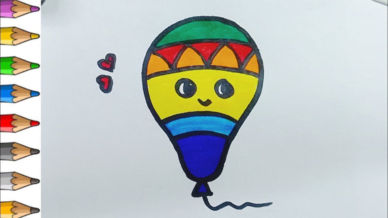 বেলুন আঁকা ll Balloon drawing for kids ll How to draw a balloon step by ...