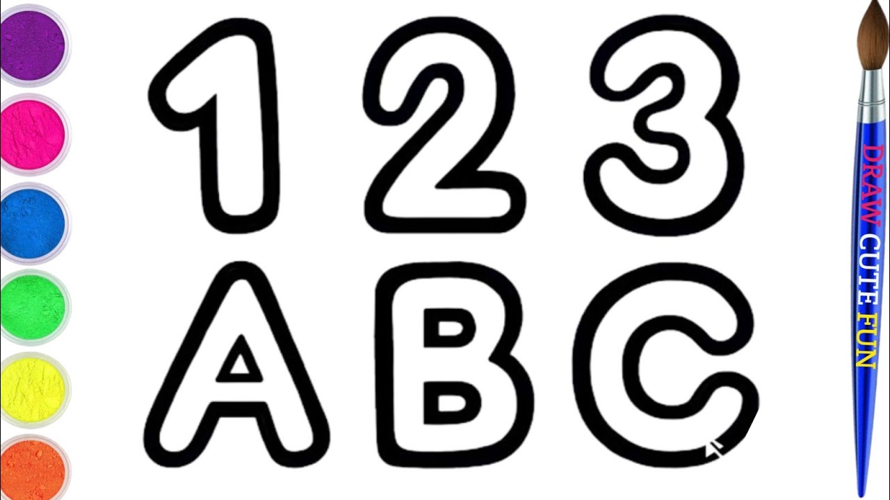 How to draw ABC & 123, Drawing colouring painting for toddlers|| - YouTube