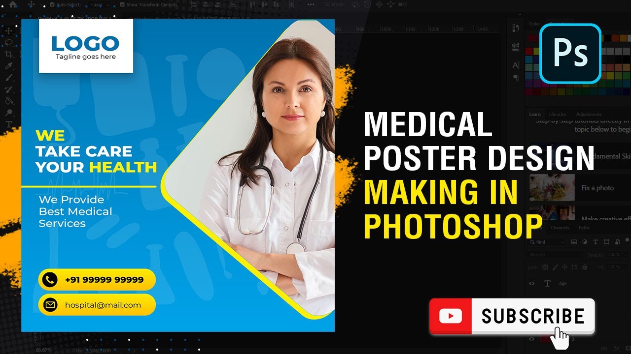 Tutorial for medical poster design in photoshop for social media ...