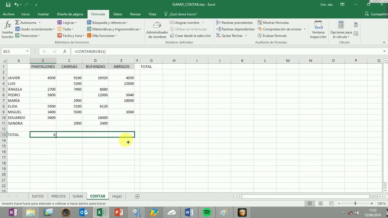 Lección: Fórmula contar - YouTube